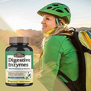 Elixeed Digestive Enzymes Plus Probiotics & Prebiotics, 22 Digestive Enzymes with Amylase, Protease, Lactase & More, Maximum Strength, for Healthy Digestion, Vegan, Non-GMO, 30 Caps