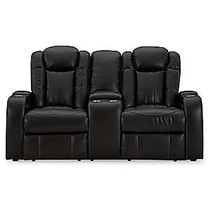 Signature Design by Ashley Caveman Den Power Reclining Loveseat with Console Love Seats, 75" W x 42" D x 42" H, Black