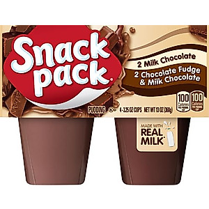 Snack Pack Milk Chocolate and Chocolate Fudge/Milk Chocolate Pudding, 4 Count Pudding Cups