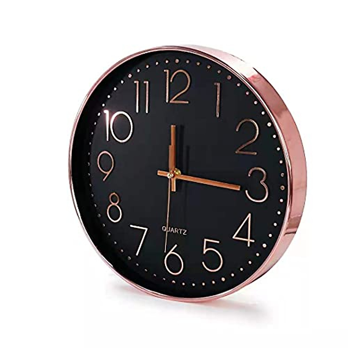 JINMA 12 Inch Modern Wall Clock Silent Non Ticking Easy to Read Decorative Wall Clocks for Living Room Decor Home Office Kitche (Black Rose Gold)