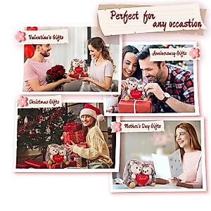 IKASA Hedgehog Stuffed Animal Plush Toy Holding Heart with Love for Valentine Day,7.8" Pair of Cute Soft Small Toy,Gifts for Girlfriend (Hedgehog)