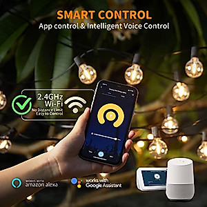 XMCOSY+ Smart Outdoor String Lights, 150Ft G40 Globe Patio Lights with 75 LED Bulbs, WiFi & APP Control, Work with Alexa, Extendable Waterproof Dimmable LED String Lights for Outside, Porch, Cafe