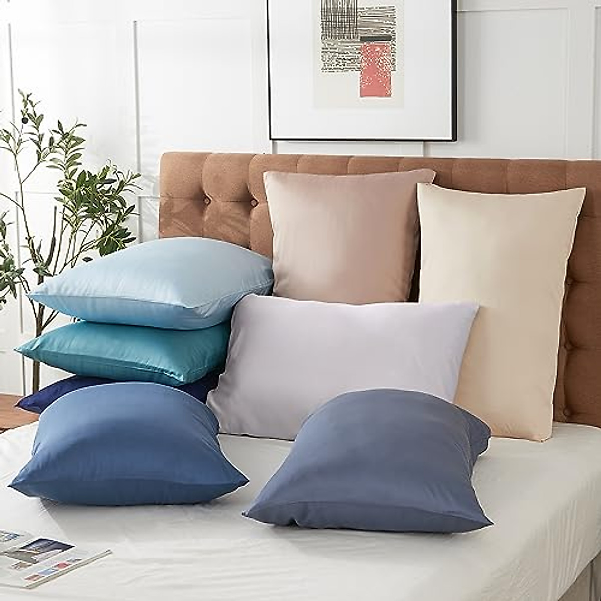 Warmstar 600 Thread Count Cooling Pillow Cases Standard Size Set of 2,Rayon Derived from Bamboo Cooling Pillow Cases for Hot Sleepers,Soft Silky Breathable Envelope Pillowcases,White,20x26 Inches