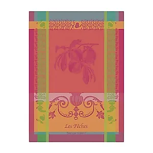 GARNIER-Thiebaut, Les Pêches, Rose French Jacquard Kitchen/Tea Towel, 100% Cotton