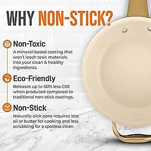NutriChef 14" Extra Large Fry Pan - Professional Home Cookware Skillet Nonstick Frying Pan with Golden Titanium Coated Silicone Handle, Ceramic Coating, Stain-Resistant, And Easy To Clean
