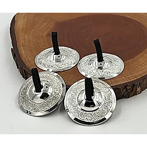 DharmaObjects 2 Pairs Pro Silver Fingers Cymbal Zills Belly Dancing