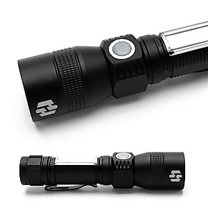 Hayvenhurst LED Flashlight - EDC Flashlight - Tactical Flashlight - 3 in 1 Lightweight, Compact and Rechargeable Pocket Flashlight with Lavish Black Body for Emergency Power Outage