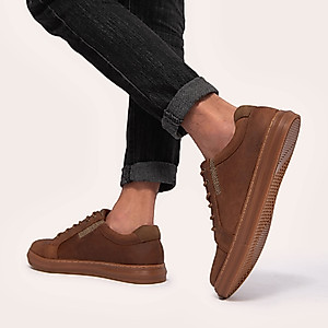 Men's Brown Suede Leather Casual Oxford Sneakers Everyday Fashion Walking Shoes for Men Size 13