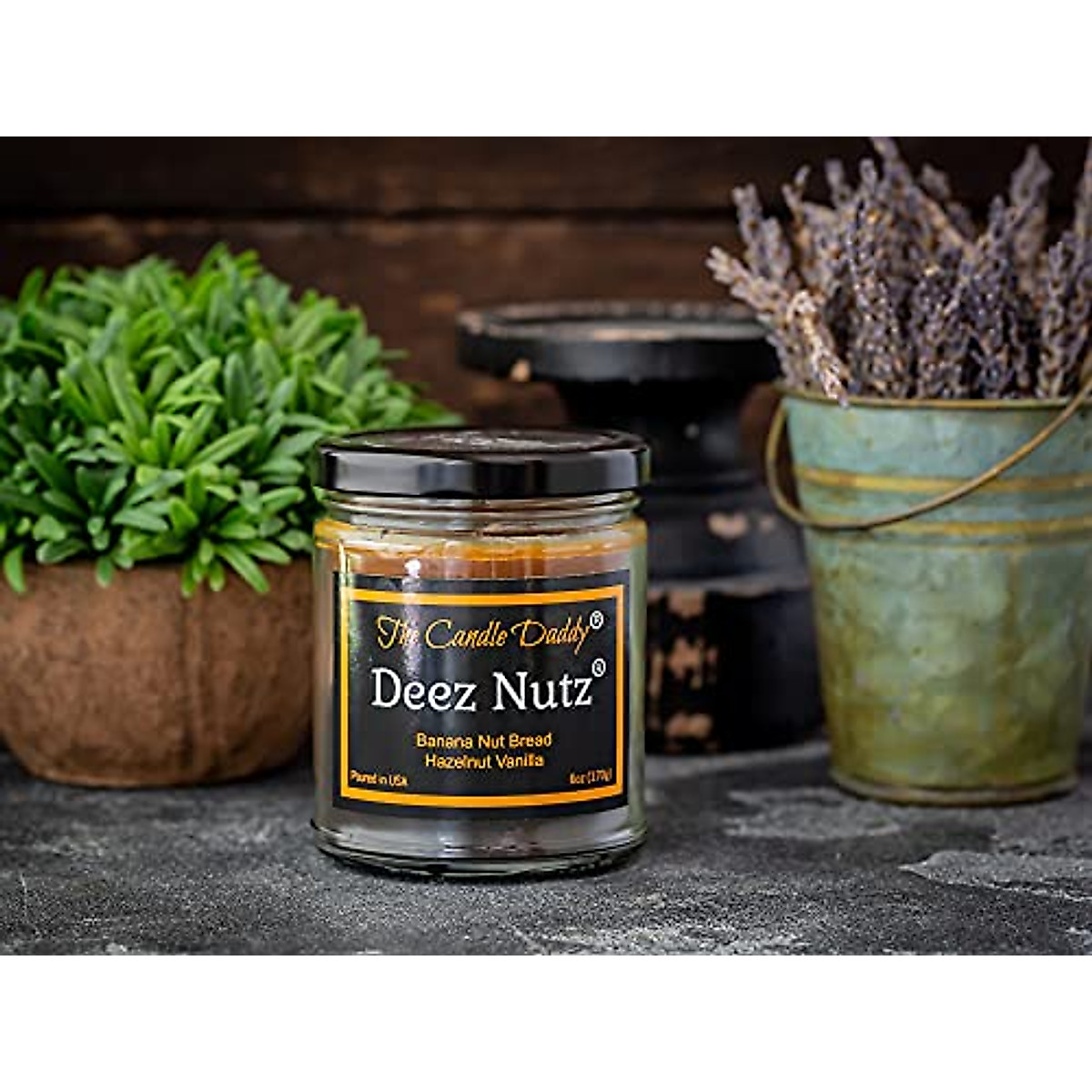Deez Nutz- Funny- Banana Nut Bread- Hazelnut Vanilla- Scented Candle- Double Pour- 6 Ounce- 40 Hour Burn Time