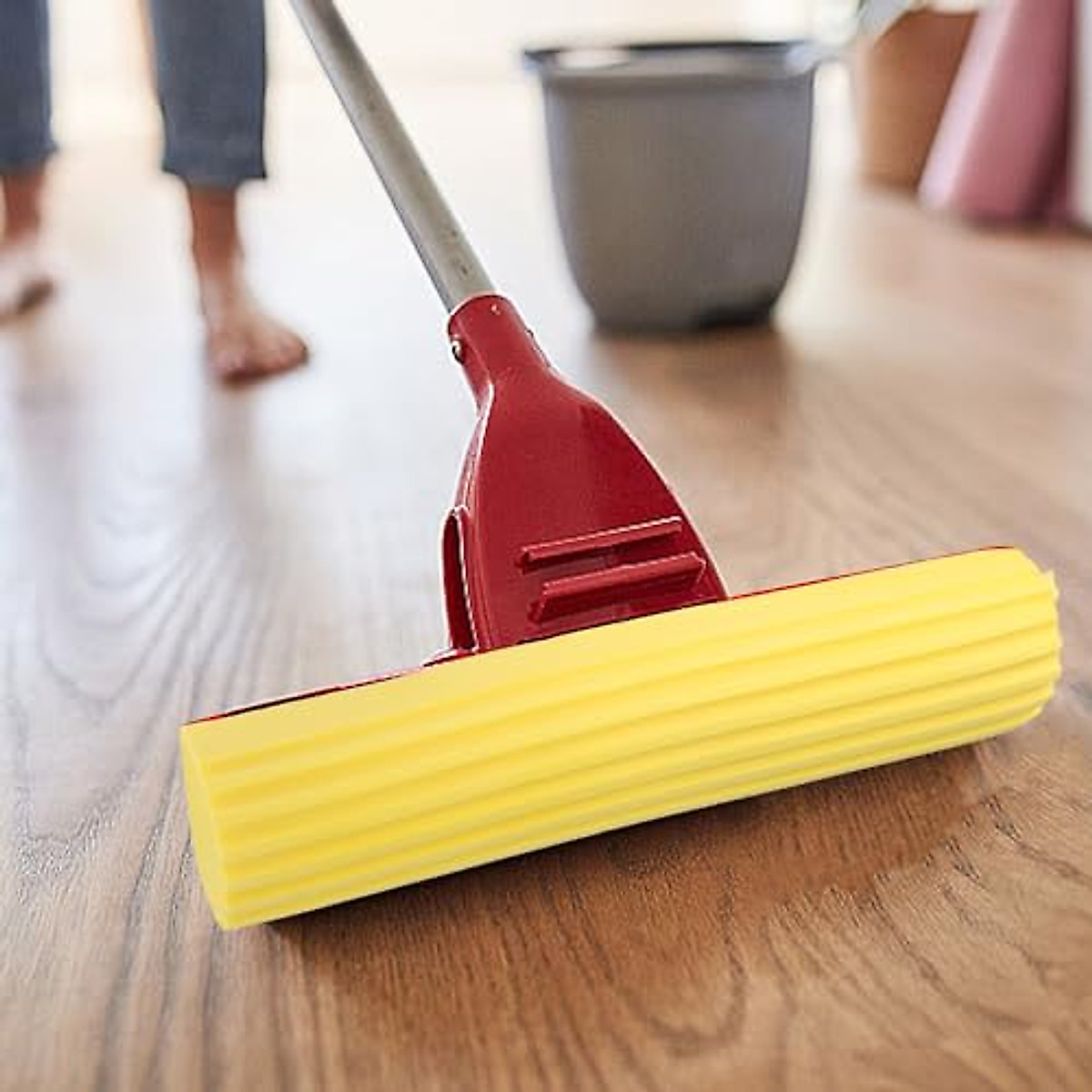 PVA Sponge Roller Mop Head Refills, Sponge Mop Head Replacement Super Absorbent Roller Mop Refill Sponge Mop Head Refill PVA Foam Professional Mop Head for Home Cleaning Tool, Yellow, Set of 2