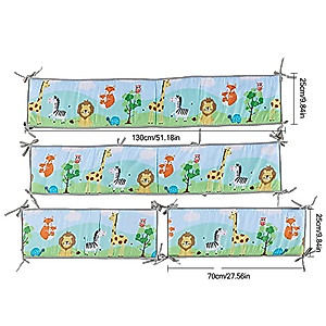 4Pcs Crib Bumpers Padded Crib Liner for Baby Boys Girls, Breathable Baby Crib Bumper Pads for Sides Mesh Crib Liners, Soft Cotton Crib Protector Bumper Thick Bumper Pads for Baby Toddler Crib Covers