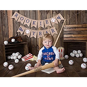 Rookie of the Year Burlap Banner - Rookie Year Birthday, Rookie of the Year,Baseball First 1st Birthday Decoration, Baseball Birthday Party Banner, Baseball Party Supplies (Rookie of the Year)