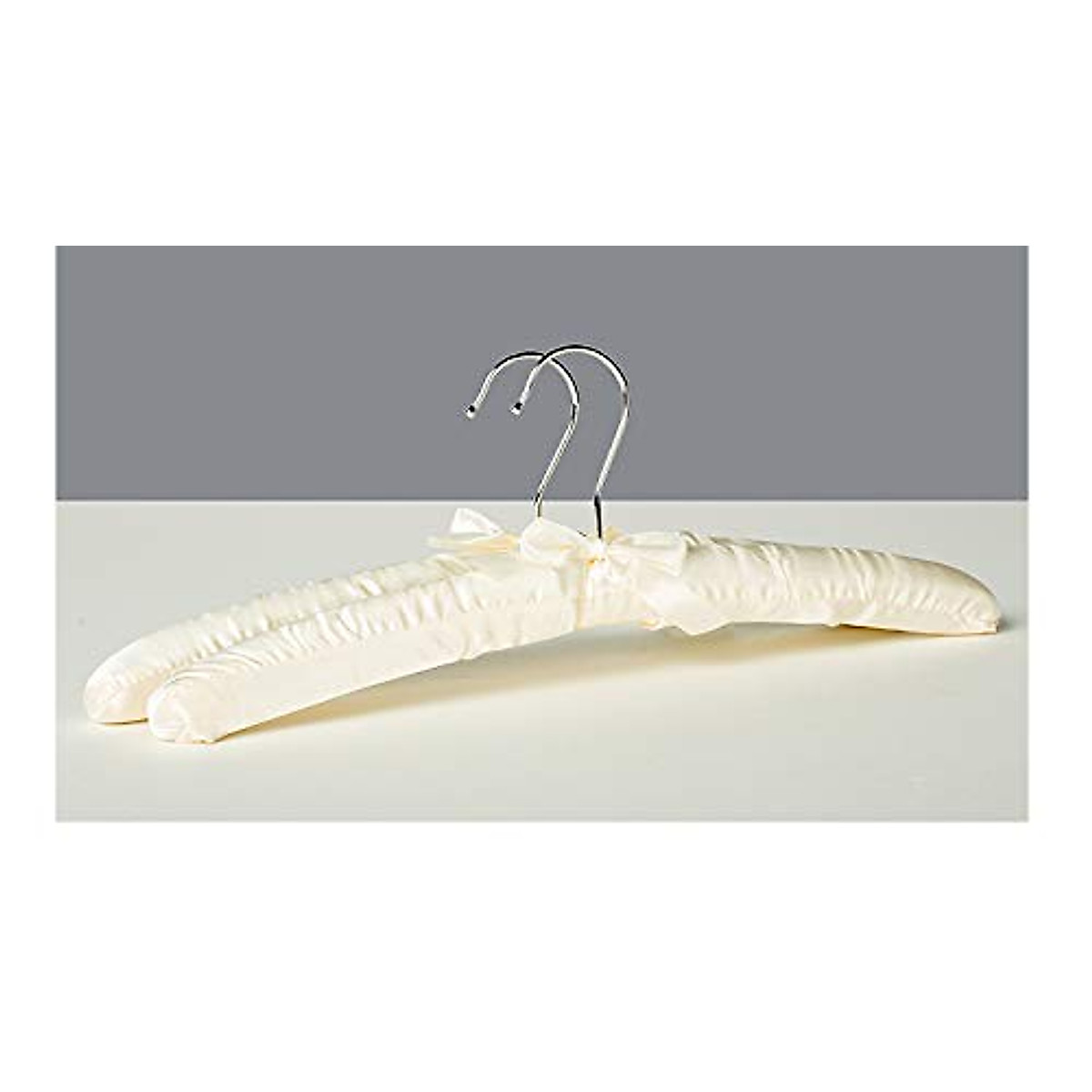 LUXEHOME 5 Pack Silk Hangers with Anti-Rust Heavy Duty Swiveling Chrome Hook for Winter Sweaters, Coats, Suit; Satin Padded Hangers for Delicate Wedding Dresses, Ivory White