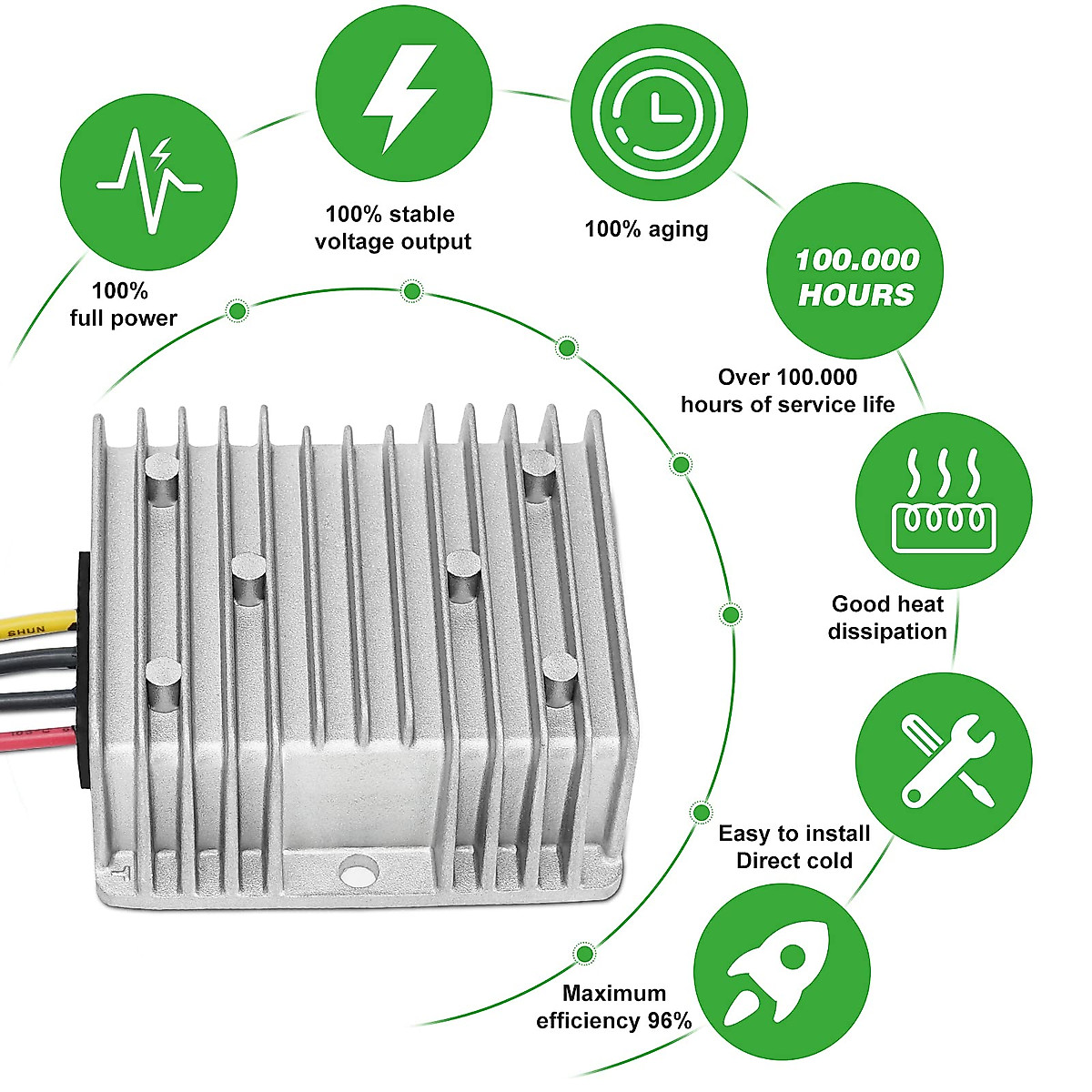 DC Buck Converter 8v-40v to 12V 6a 72W Automatic Buck Boost Power Converter Regulator Waterproof Module Transformer for Golf cart