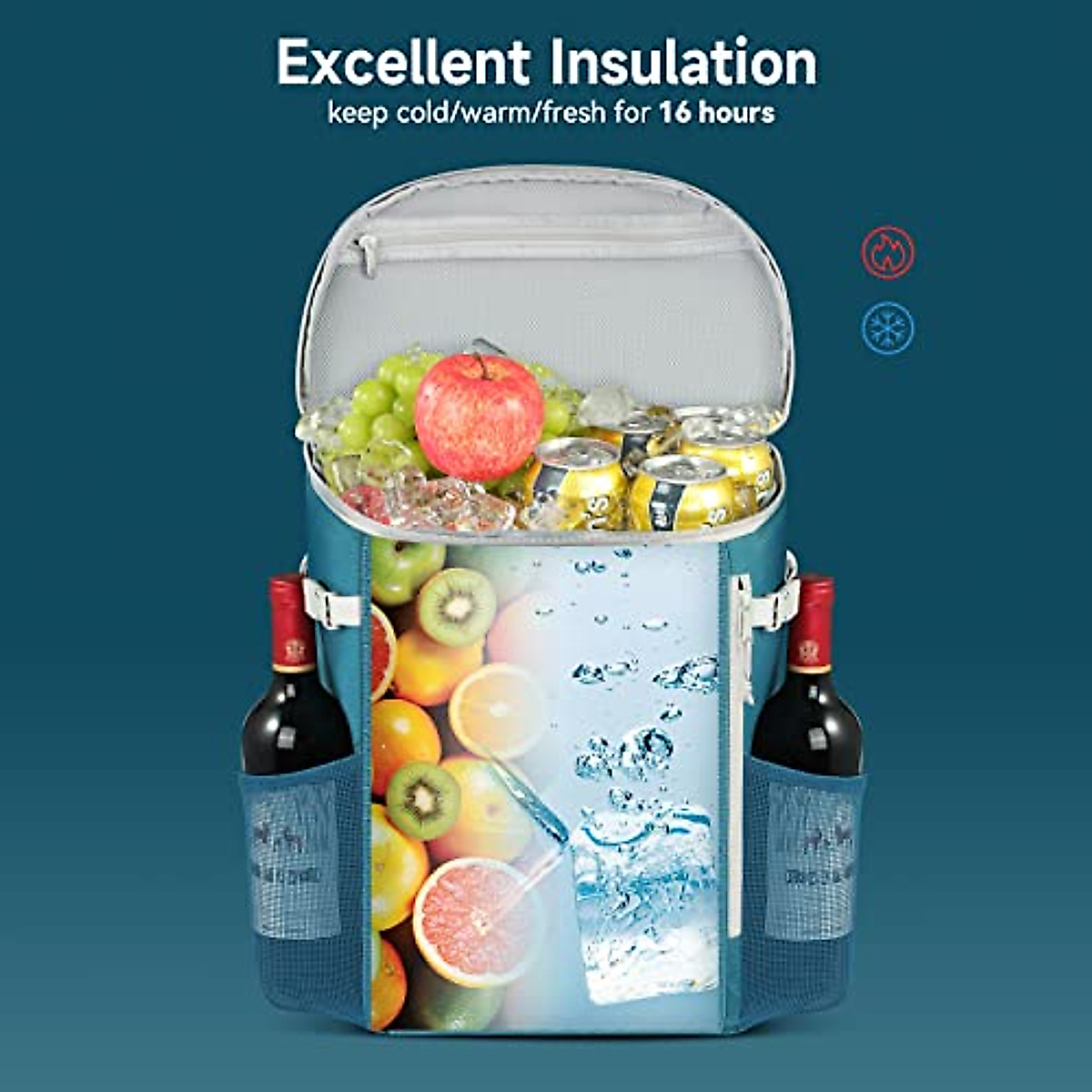 ZAKEEP Cooler Backpack, 39 Cans Large Capacity Anti-Leaking Cooler Backpack with Mesh Pocket, Adjustable Shoulder Straps for Camping Picnics (Blue)