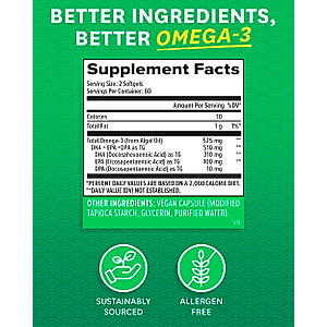 Zenwise Health Vegan Omega 3 Supplement for Women and Men from Marine Algae Oil with DHA & EPA - Plant Powered Fish Oil Alternative, Sustainably Sourced for Heart, Eye & Joint Health -120 CT