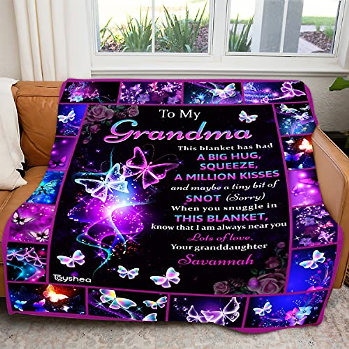 Toyshea to My Grandma Blanket Grandma Gift Blankets Soft Fleece Sherpa Throws Personalized Grandmother Gifts for Mothers Day from Grandchildren Grandson Granddaughter Gift for Birthday Christmas