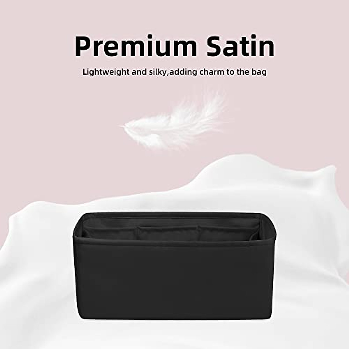 DGAZ Purse Bag Organizer Insert, Silk, Luxury Handbag Tote in Bag Shapers, Fits Kelly mini I/mini II /20/25/28/32/35/40 Bags (Black, KL25)