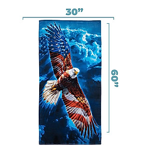 Dawhud Direct American Eagle Beach Towel for Men, Boys, Girls, Kids, Women Eagle Bath Towel Print 30" x 60" Pool Towel Super Soft Plush Cotton Eagle Towel for Eagle Lovers American Towel