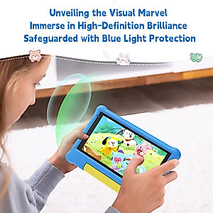 ApoloSign Kids Tablet 7 inch, 2+32GB Storage, Android 13 Tablet for Kids, Parental Control, Pre-Installed Educational Apps & YouTube Kids, 3000mAh Battery, Dual Cameras, EVA Protective Case, Blue