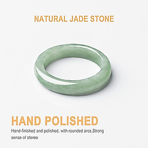 BJIMIDTI 100% Genuine Jade Rings Bands(Size:7), Burma Natural Green Jade Rings Jewelry Gift
