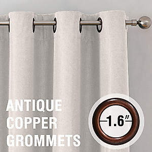 H.VERSAILTEX Linen Curtains Black Out Curtains for Bedroom Windows Noise Reducing Thermal Insulated Darkening Curtains for Living Room 2 Panels Set Grommet Curtain Panels 52 x 84 Inch, Heather Ivory