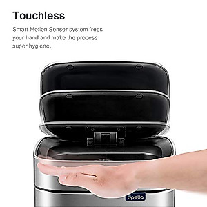 Upella Teza 2 Gallon/8 Liter Sensor Trash can, Smart Touchless Design for Bathroom, Living Room, Kitchen and Office (Gray)