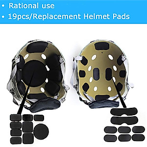 Airsoft Helmet Pads, 19pcs/Replacement Bike Motorcycle Padding Kit Tactical Helmet EVA Foam Insert Bicycle Accessories Soft and Durable, Helmet Foam Pads for MICH CS FMA ACH USMC PASGT