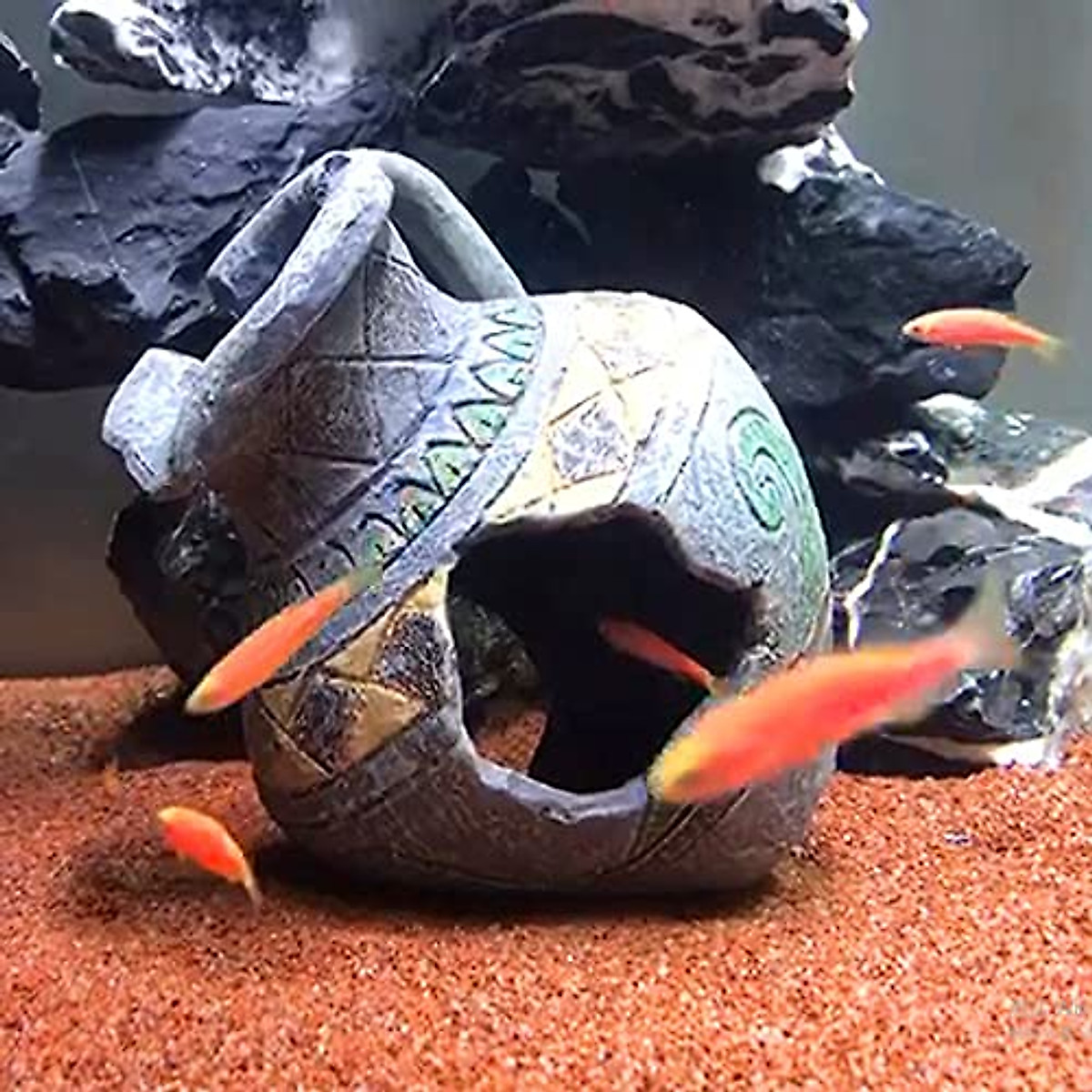 BCSIUHD Aquarium Decorations - Fish Tank cave Decorative Accessories Resin Classical Clay Pot Spacious Hiding Place for Betta Fish, Shrimp, Cichlid Rest Play Entertainment breeding