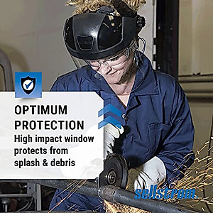 Sellstrom Face Shield - Single Crown Full Safety Mask for Men & Women - Clear Polycarbonate - Ratchet Headgear - S32010