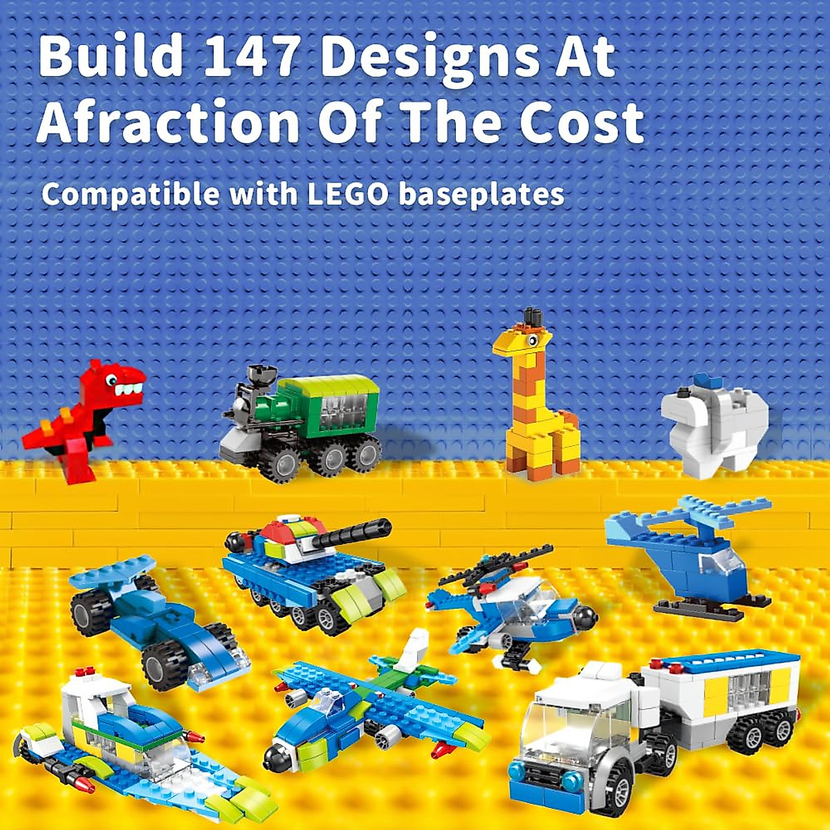 FUN LITTLE TOYS 1100 Piece Classic Bricks Building Toy Set Creative Play Set for Kids Boys and Girls 4-99
