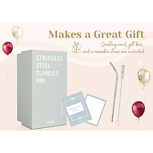 Onebttl Cat Gifts for Cat Lovers, Insulated Stainless Steel Tumblers with Lids and Straws, Funny gifts for Cat Mom, Dad on Birthday, Christmas, 20 oz, White, I'm Fine