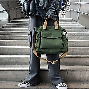 JUXINPIJU Vintage Canvas Messenger Bag Large Capacity Crossbody Bag Hangbag for Women and Girls