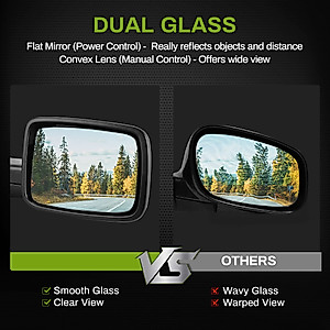 AUTOSAVER88 Towing Mirror Compatible with Dodge Ram 2009-2018 Full Size Right and Left Side Power Heated Non-Towing W/Signal and Puddle Light Folding Wing Mirror