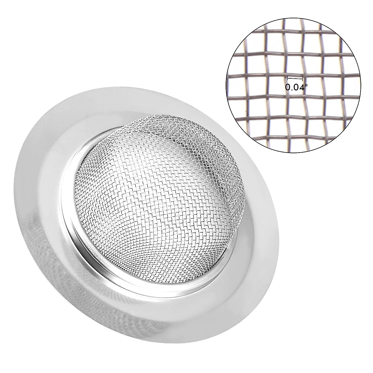2Pcs Kitchen Sink Strainer, Stainless Steel Mesh Sink Drain Cover, Large Wide Rim 4.5" Diameter Sink Drain Strainer Basket Catcher