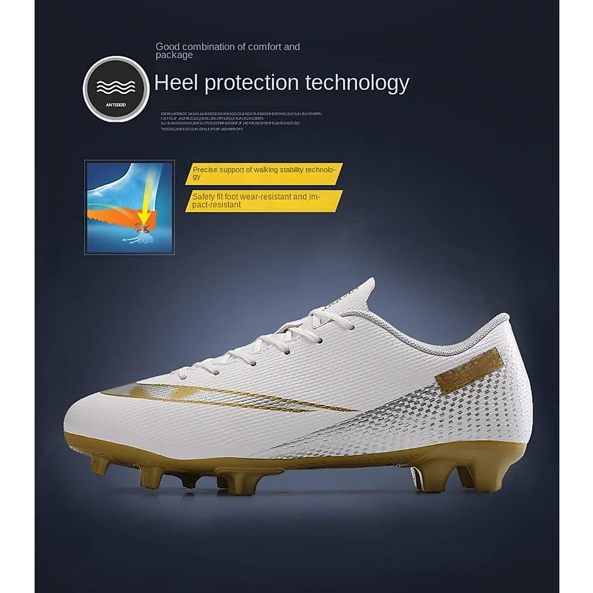 Low Leather Soccer Cleats - Professional-Grade with Lace-Up - Ideal for Training & Competition on Firm Ground & Turf - Unisex, Men, Women, Boys & Girls (Black Gold,8,6.5,Women,Medium,Men)