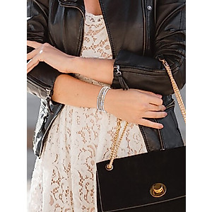 Long tiantian Leather Wrap Bracelet for Women Rhinestone Infinity Bracelet Modern Boho Cuff Bracelet Womens Leather Cuff Multi Strand Bracelets for Women s(grey)