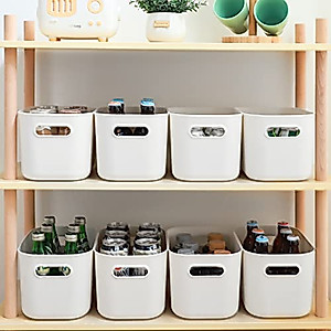 Citylife 4 Packs Plastic Storage Bins with Lids White Storage Box with Handle Stackable Containers for Organizing, 10.12 x 6.97 x 6.22 inch