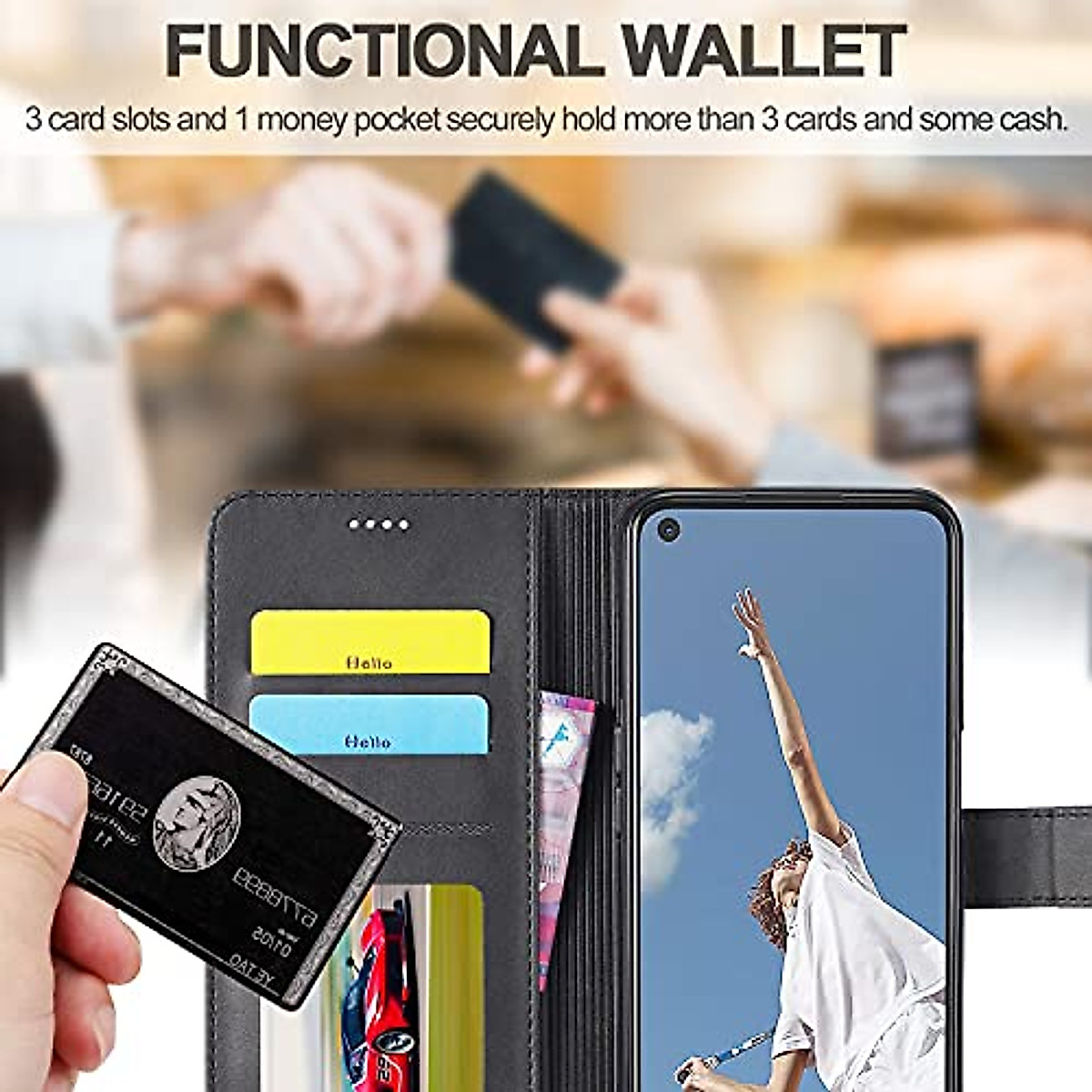 Phone flip case, card slot, cash pocket Compatible with OPPO Reno 6Pro 5G PU Leather Wallet Case,with Card Slot [Stand Feature] Magnetic Closure Protective TPU Shockproof Flip Cover Case Mobile flip c