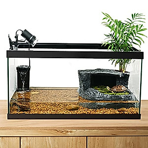 Flushbay Turtle Basking Platform Tortoise Resting Rock Climbing Rock Resin Aquarium Landscape Rock Decoration Reptile Habitat Ornament for Turtle, Newt, Frog, Lizard, Bearded Dragons