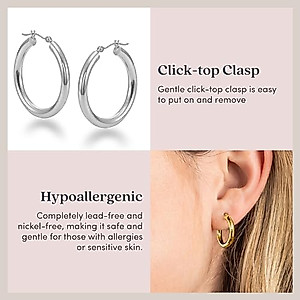 KEZEF Solid 14K Gold Hoop Earrings - 3mm Tube Hoop Gold Earrings for Women - 18mm 14K Yellow Gold Earrings - Real Gold Hoops with High Polish Finish