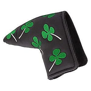 Oumefar Golf Putter Headcover, Embroidery Craftsmanship Soft Plush Lining Golf Blade Putter Cover PU Fabric for Indoor(Black) Golfclubcover