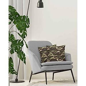 2 Packs Decorative Cotton Throw Pillow Covers, Army Green Desert Camo 20 x 20 Inch Square Reversible Soft Cushion Case for Couch Bedroom Sofa Living Room Chair Car