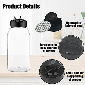 Ysglory 28 Pack 16 Oz Plastic Spice Jars Bottles Containers with Black Cap Empty Seasoning Bottles Large Clear Spice Shaker and Stickers for Storing Spice, Salt, Herbs