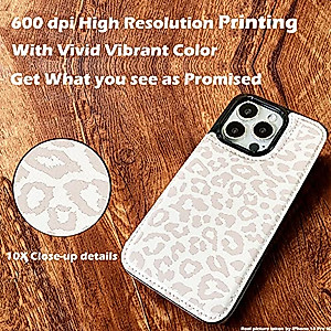 uCOLOR Compatible with iPhone 13 Pro Wallet Case with Card Holder Slots Marble Flip Leather RFID Kickstand Phone Wallet Cover for Women and Girls 6.1“ (Leopard, iPhone 13 Pro 6.1")