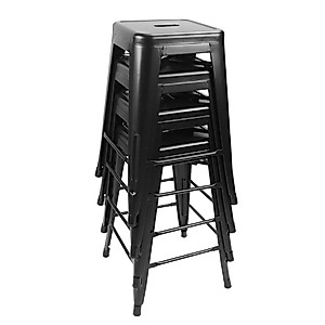 Devoko Metal Bar Stools 24" Indoor Outdoor Stackable Barstools Modern Style Industrial Vintage Counter Bar Stools Set of 4 (24 inch, Black)