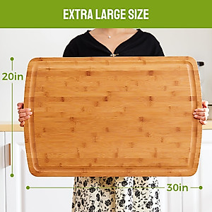 30 x 20 Inch Extra Large Bamboo Cutting Boards - BEZIA 3XL Stove Top Cover Chopping Board - Meat Cutting Board for BBQ - Turkey Carving Board - Extra Large Charcuterie Boards with Juice Groove