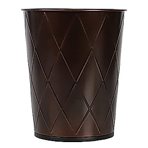 Home Basics Open Top Waste Bin | Non-Skid Base | 8 Lt Capacity | Measures 9.5" x 10.25" | Made from Steel (Diamond Design, Bronze)