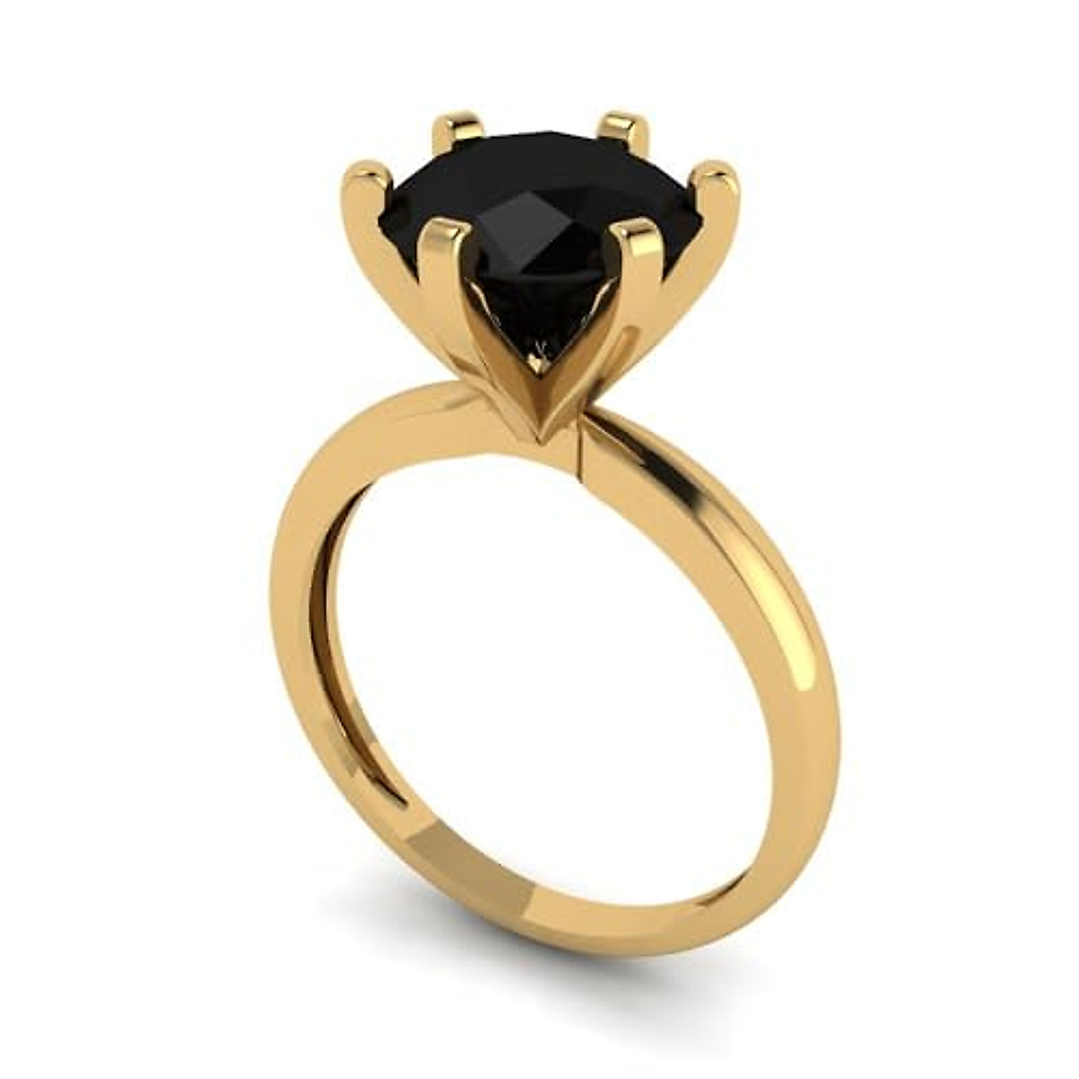 3 ct Round Cut Solitaire Natural Black Onyx Excellent Engagement Bridal Promise Anniversary Ring 18K Yellow Gold Size 5.75