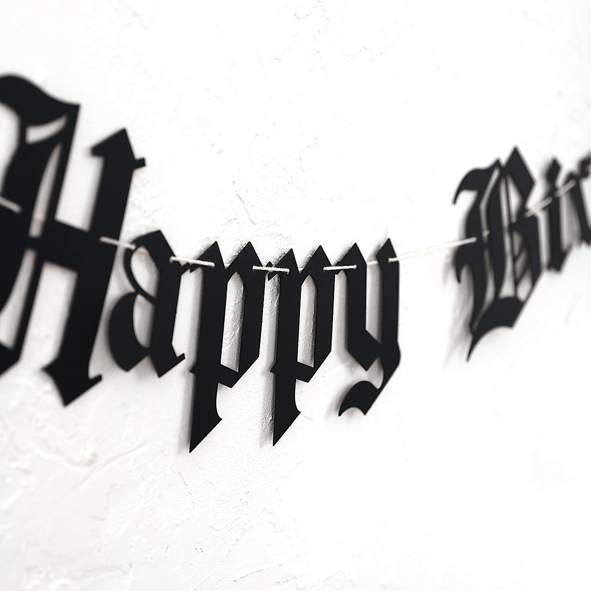 Gothic Letter Happy Birthday Banner - Old English Birthday Banner - Funeral Birthday Banner for 20th 30th 40th Birthday (Happy Birthday)
